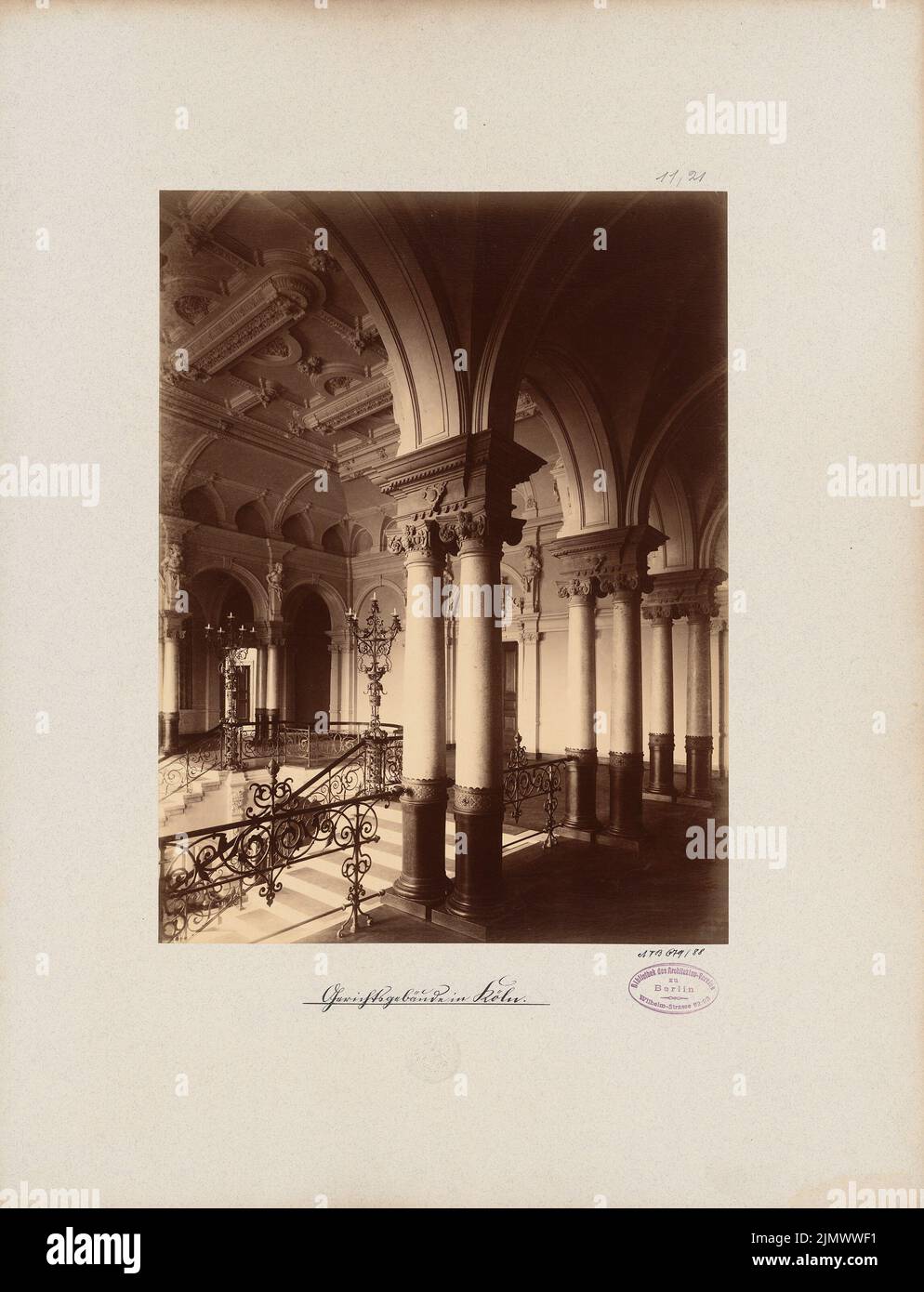 Unknown architect, courthouse in Cologne (without dat.): Interior view ...