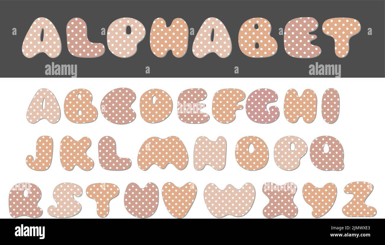 Polka dot alphabet. Pastel boho polka dots font. Hand drawn letter ...