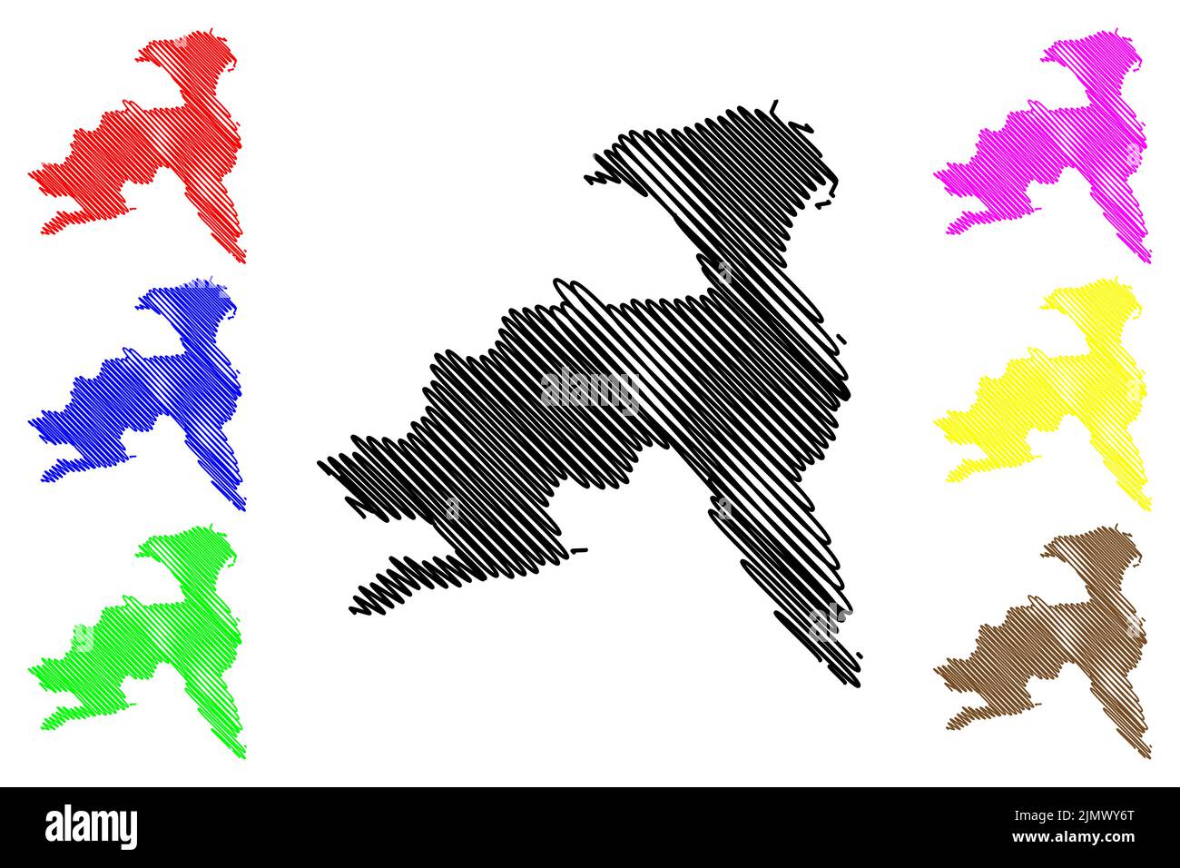 Vigra island (Kingdom of Norway) map vector illustration, scribble ...