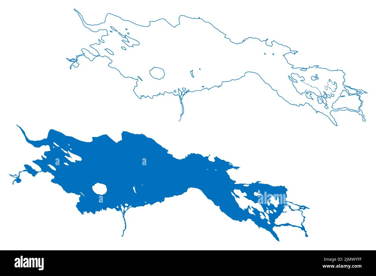 Lake Baker (Canada, North America) map vector illustration, scribble ...