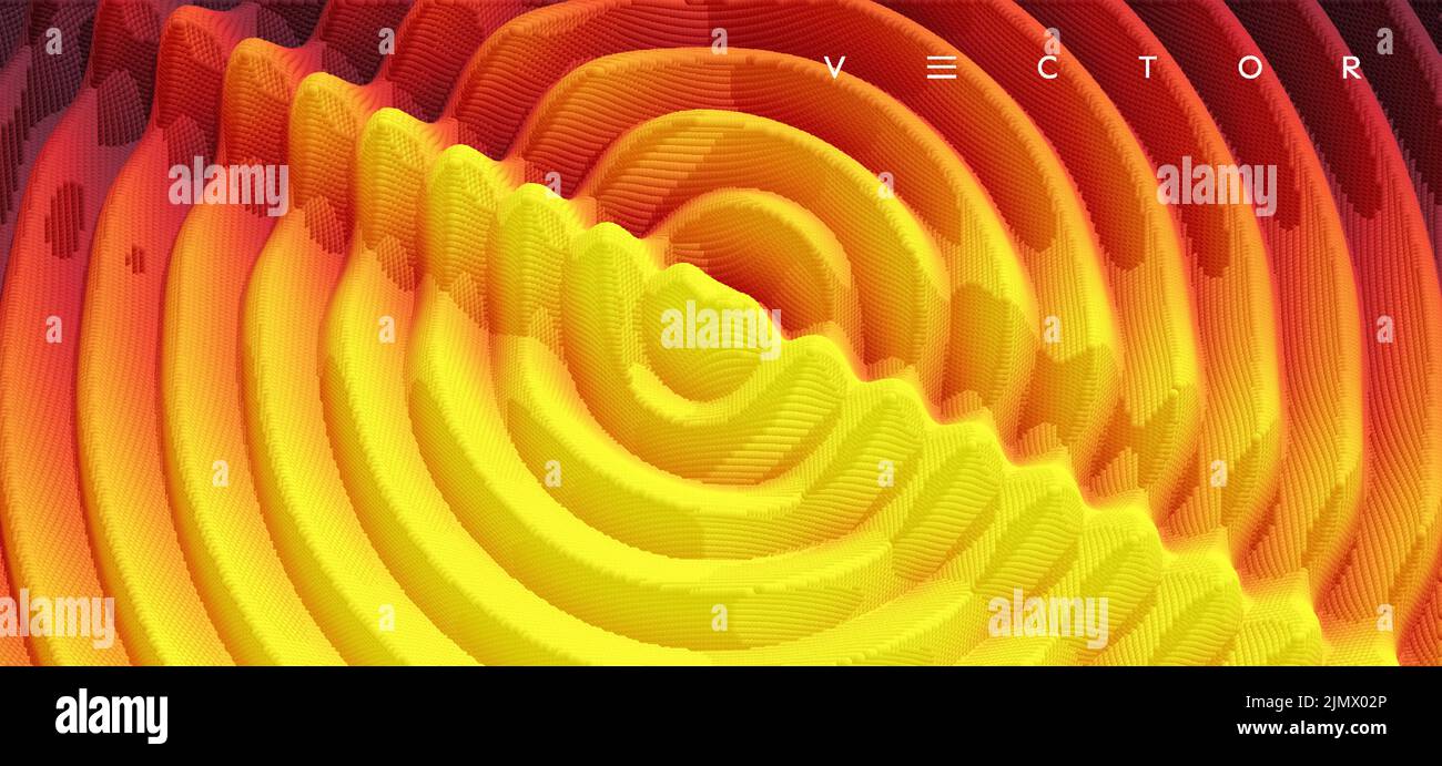 3D wavy background with ripple effect. Vector illustration with ...