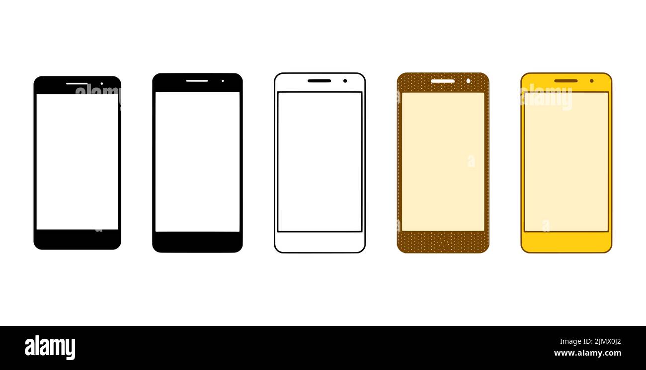 Vector set of smartphones in different styles isolated on white ...