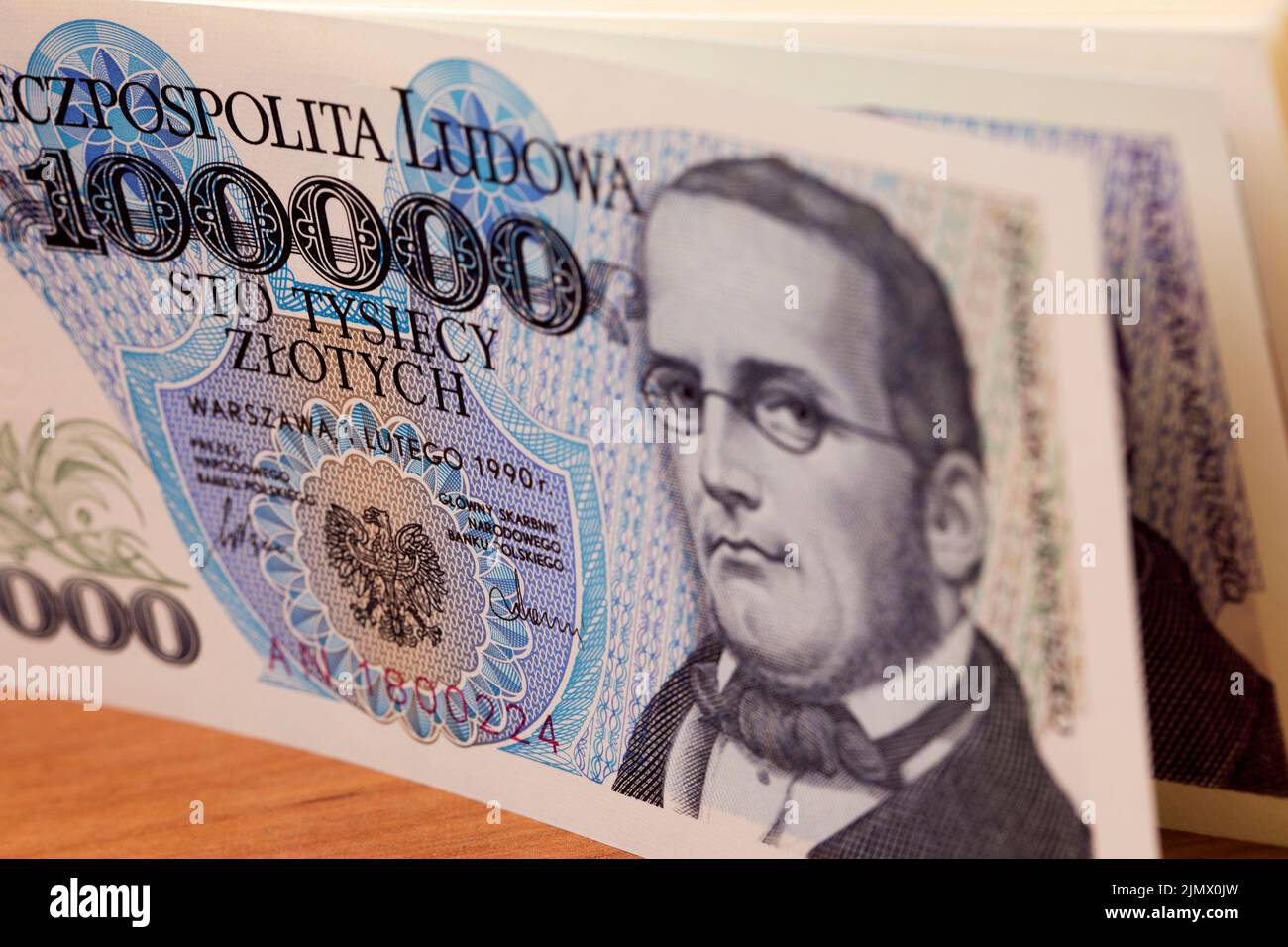 Old Polish money - 100000 Zloty a background Stock Photo - Alamy