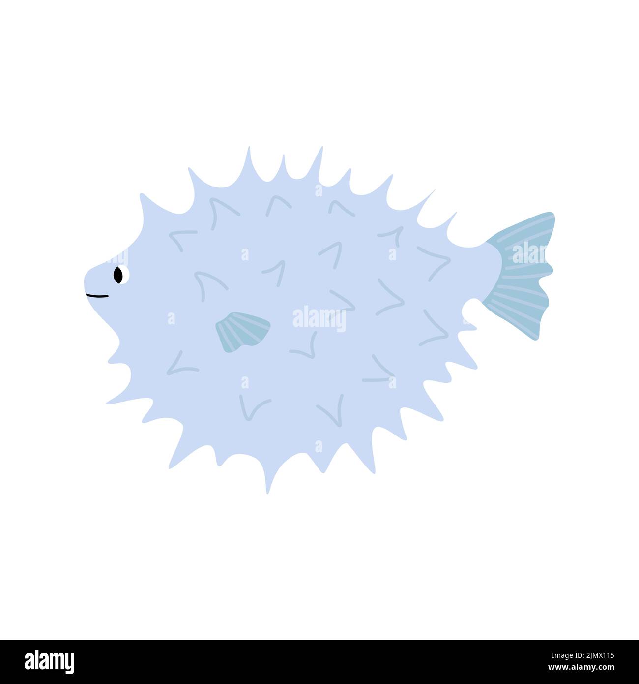 Cute vector ocean illustration with pufferfish.Underwater cartoon ...