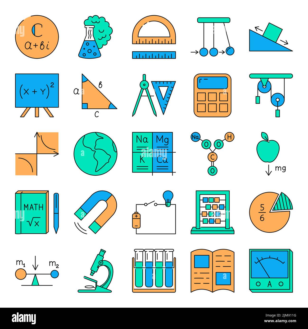 Education icons set in colored line style. Vector illustration Stock ...