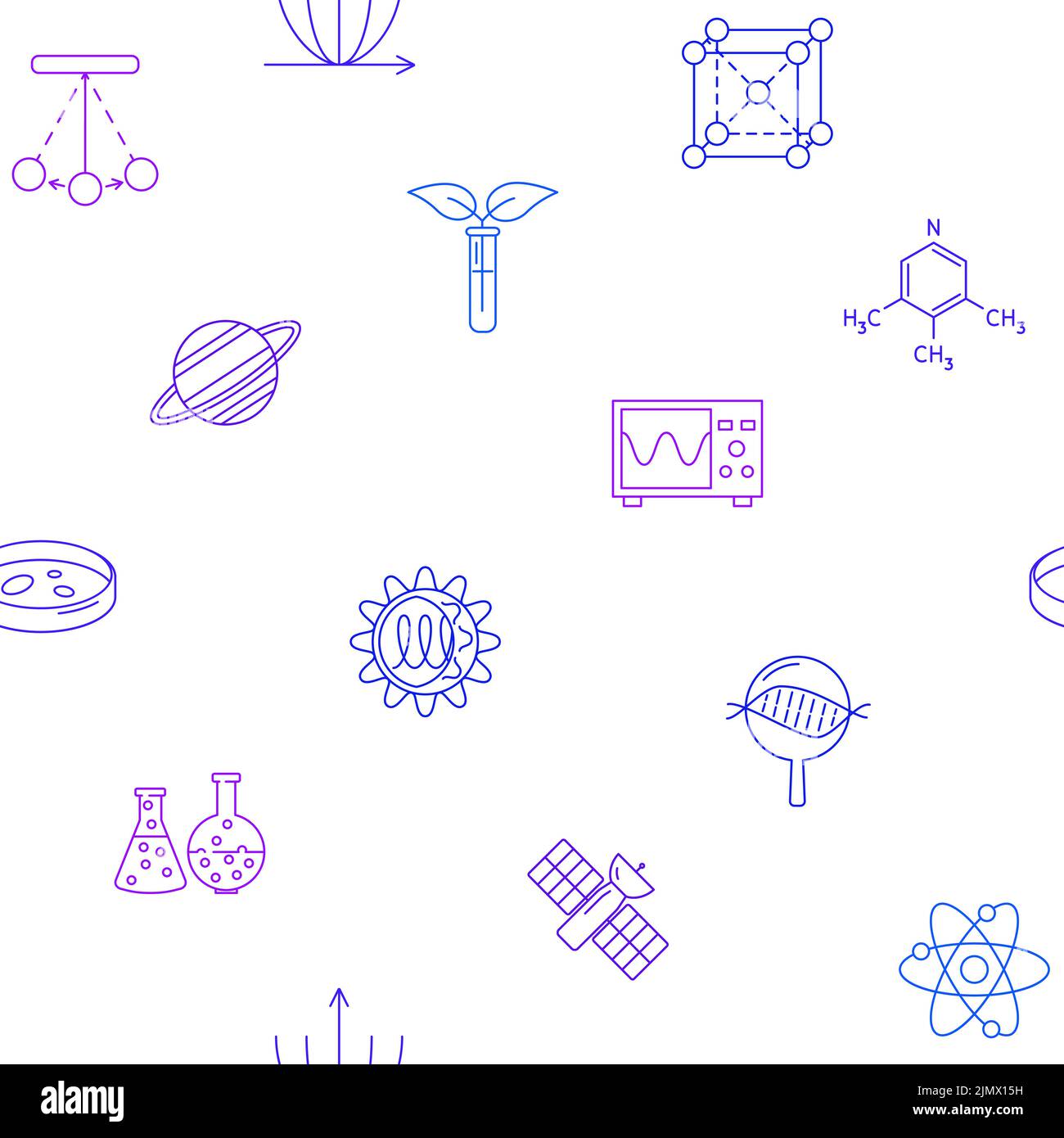 Science seamless pattern in line style. Background with scientific ...