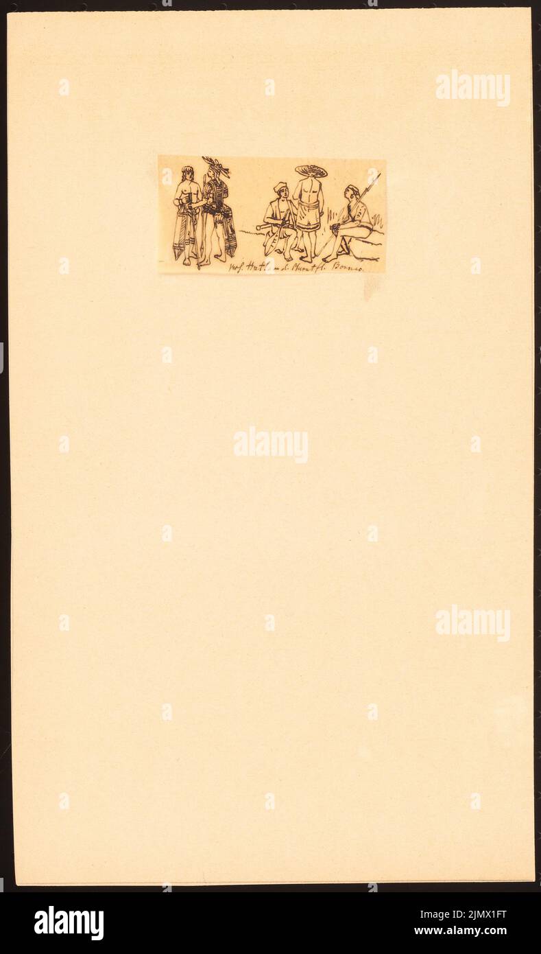 Quast Ferdinand von (1807-1877), group of men of the Murut on Borneo ...