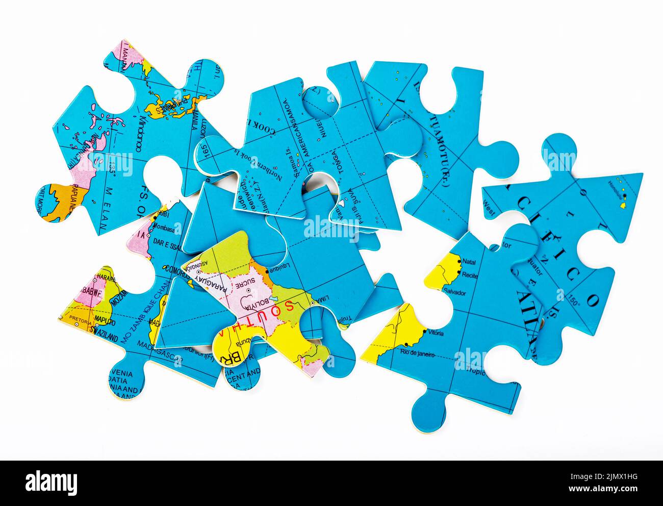 Concept of Globalization. Earth puzzle on white background Stock Photo ...