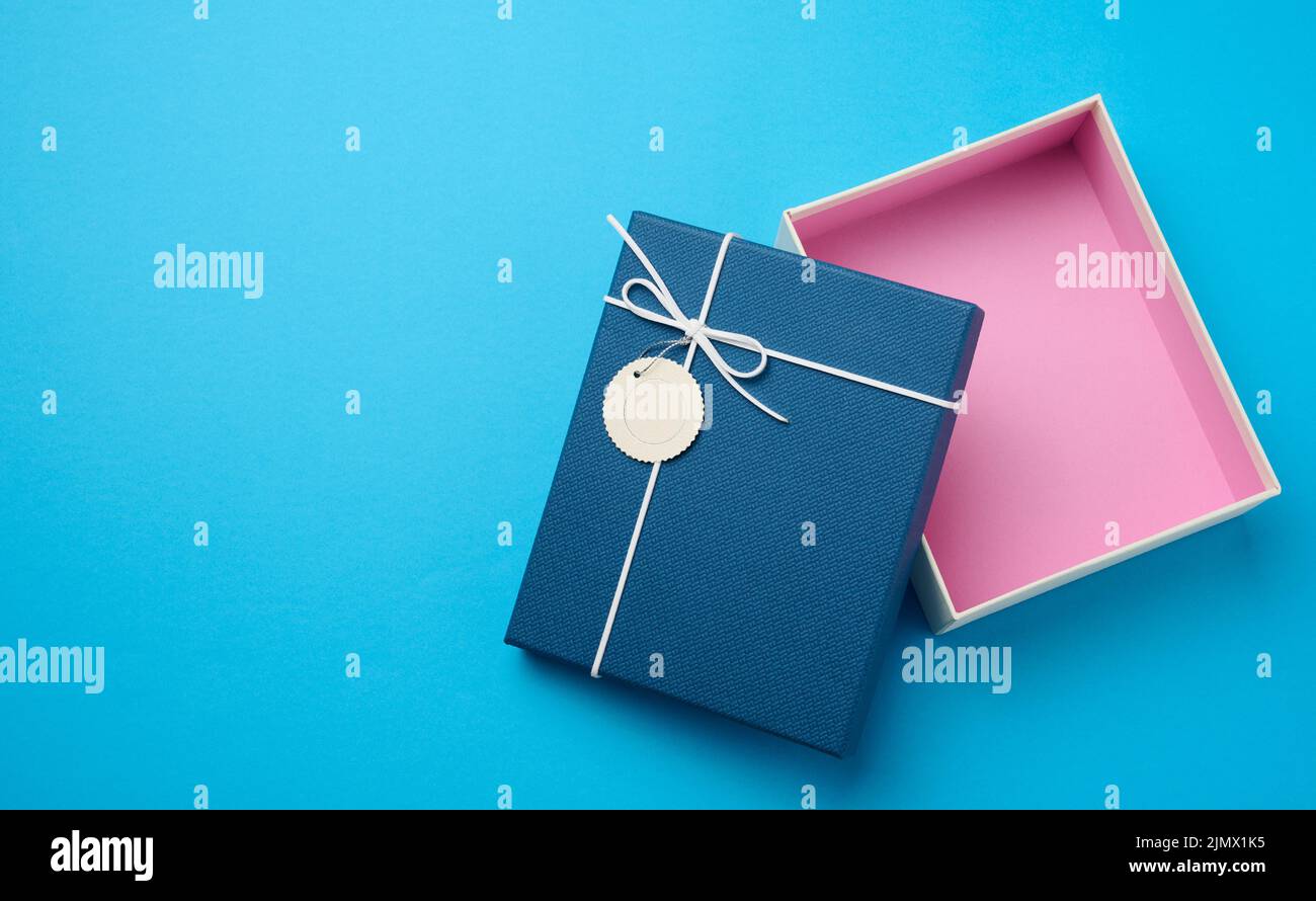 Blue cardboard gift box hi-res stock photography and images - Alamy