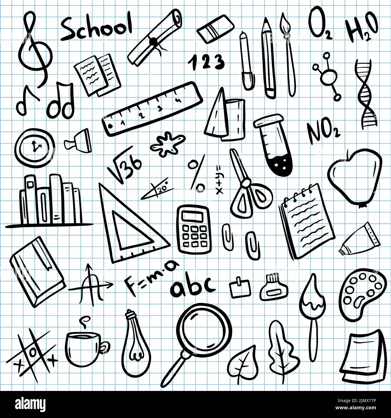 School clipart. Hand drawn Vector doodle school icons and symbols. Back ...