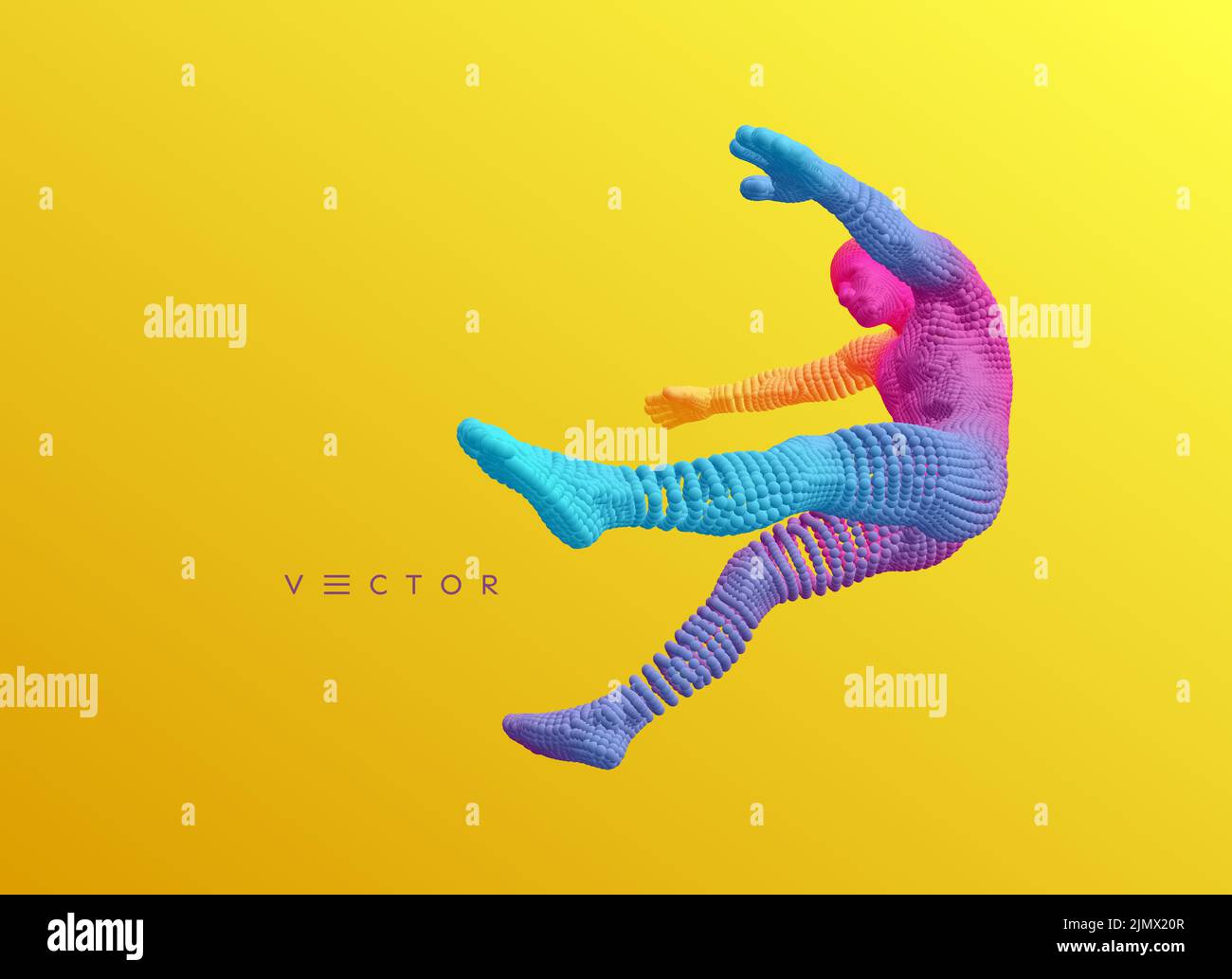 Man slipping and falling. Man floating and hovering in the air. 3D ...