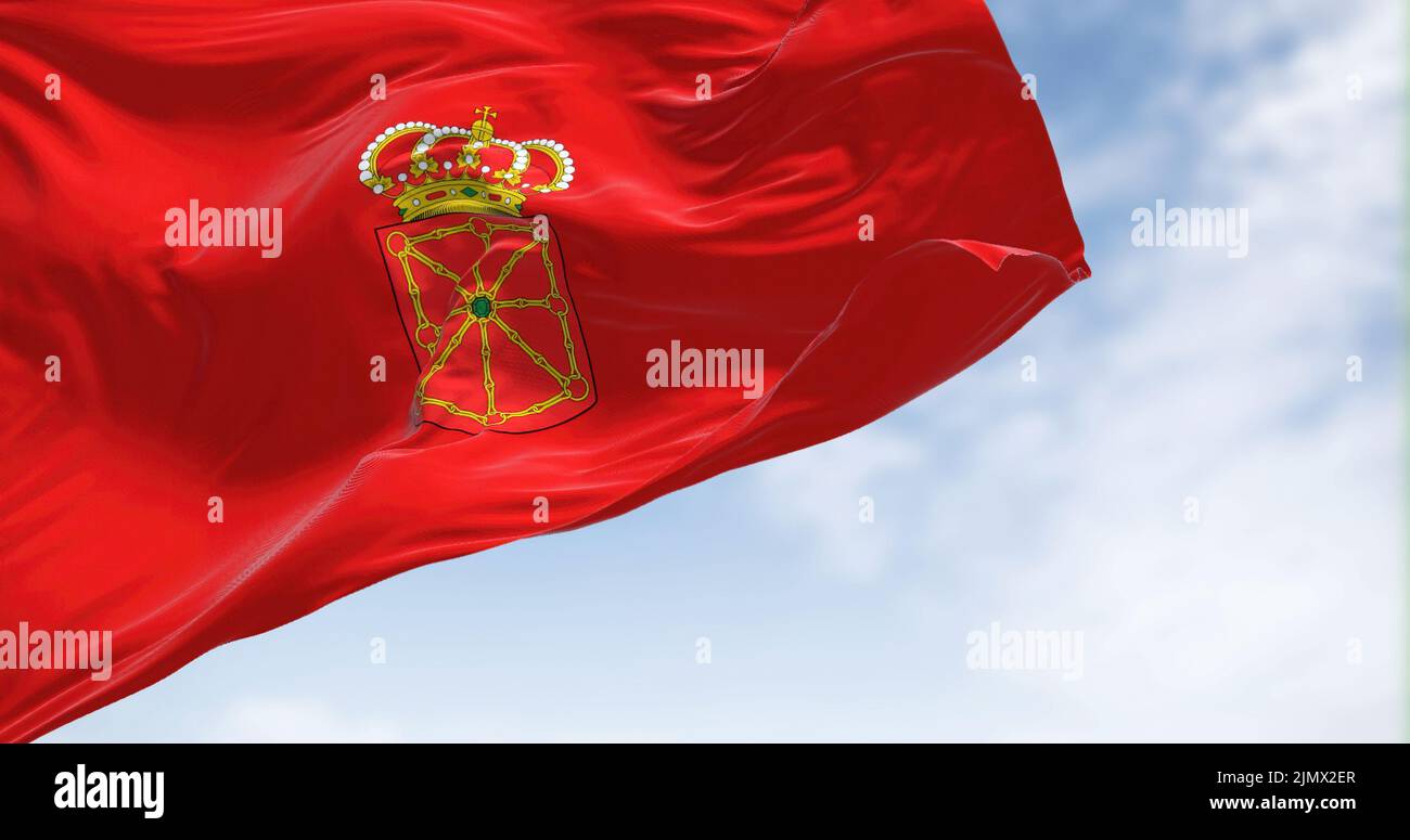The Navarre flag waving in the wind on a clear day Stock Photo - Alamy