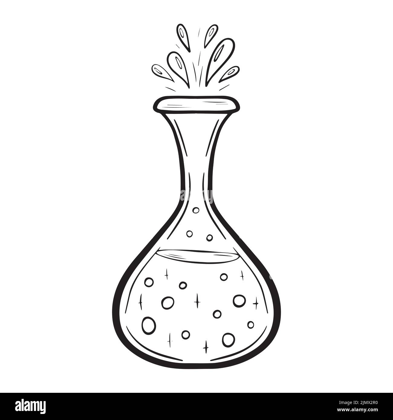 Vector doodle bottle of magic potion. Witchcraft glass bottle. Alchemy ...