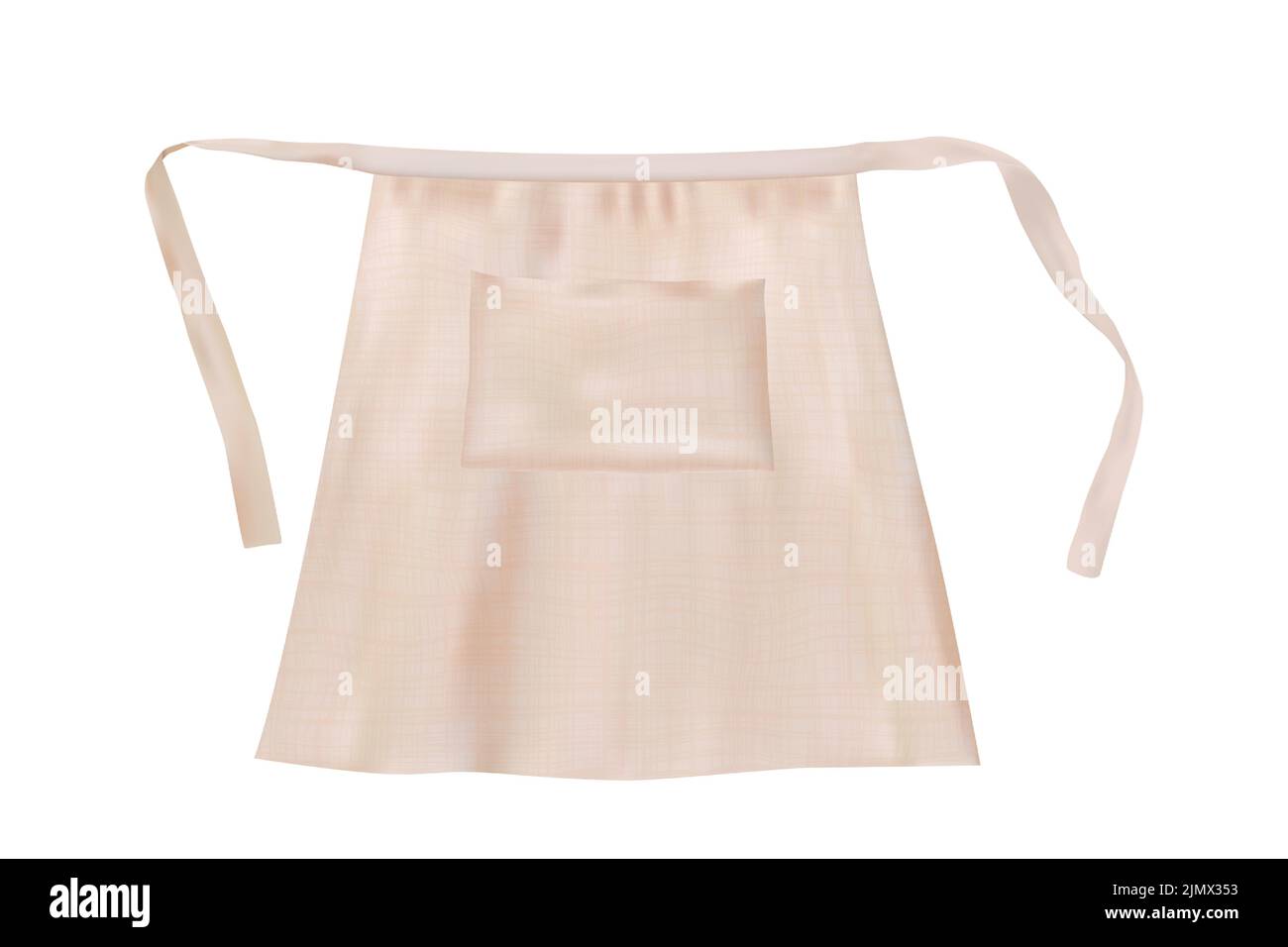 Realistic white blank short apron mockup with fabric texture isolated ...
