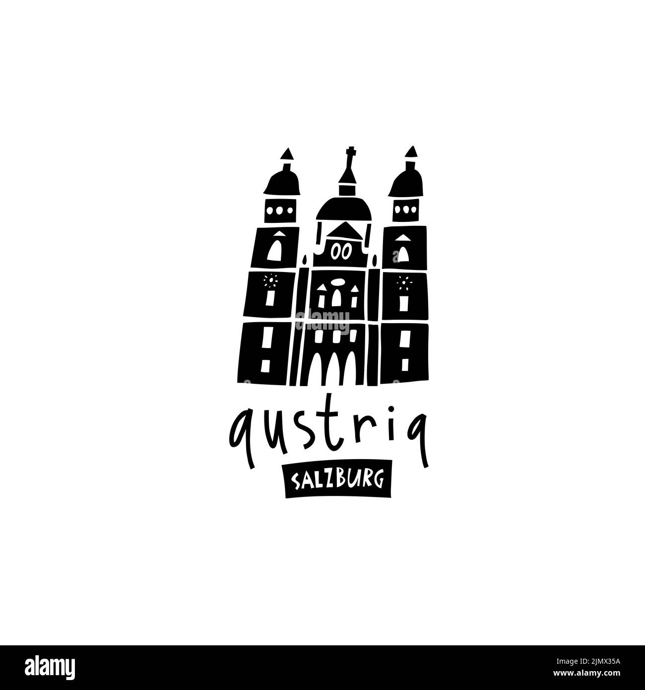 Vector hand drawn symbol of Austria. Travel illustration of Austrian ...