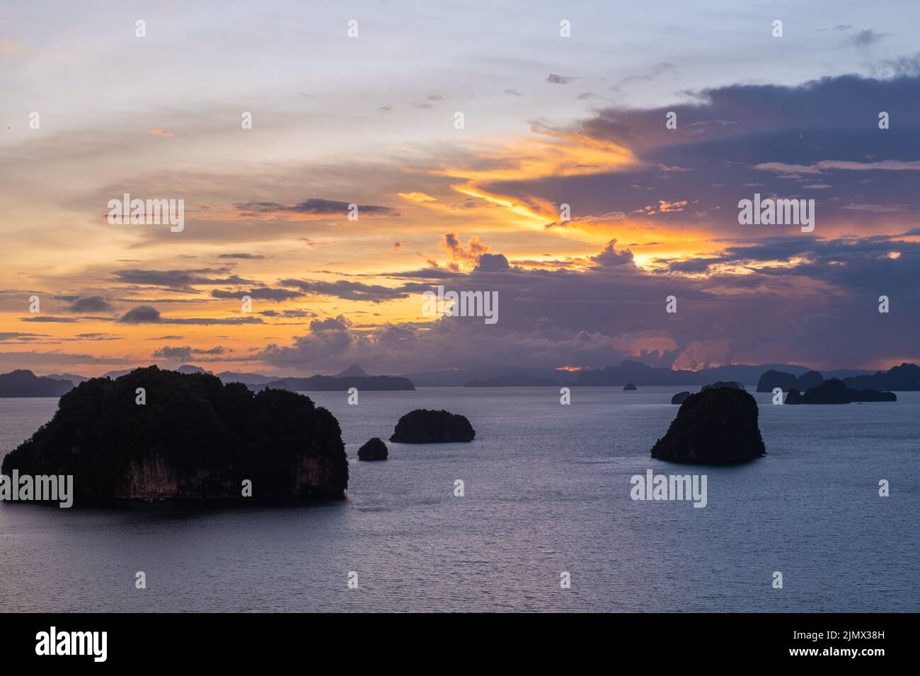 Krabi Thailand, sunset over the ocean from Khaothong hill, Khao Thong ...