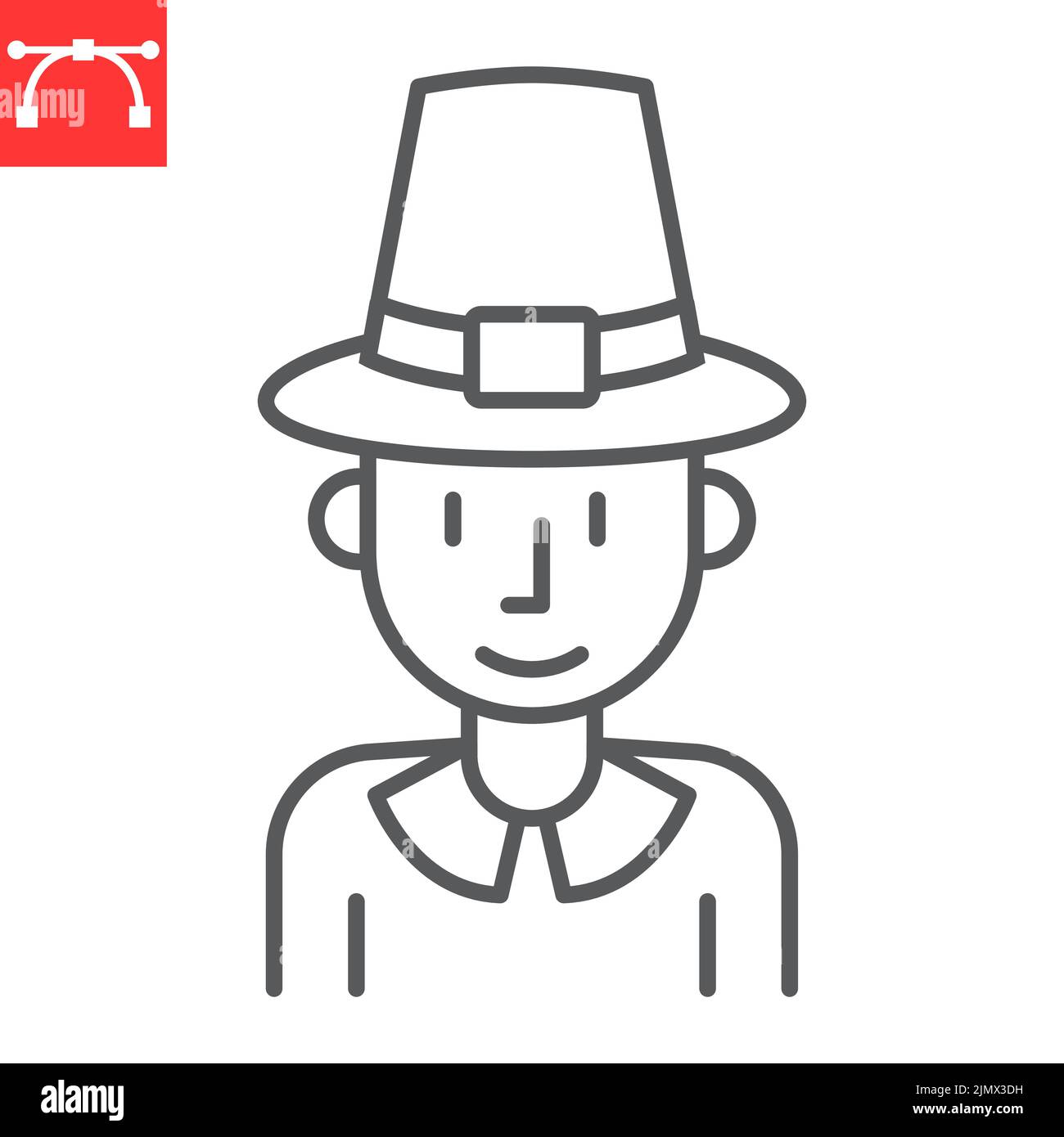 Pilgrim man line icon, thanksgiving and traditional, pilgrim man vector ...
