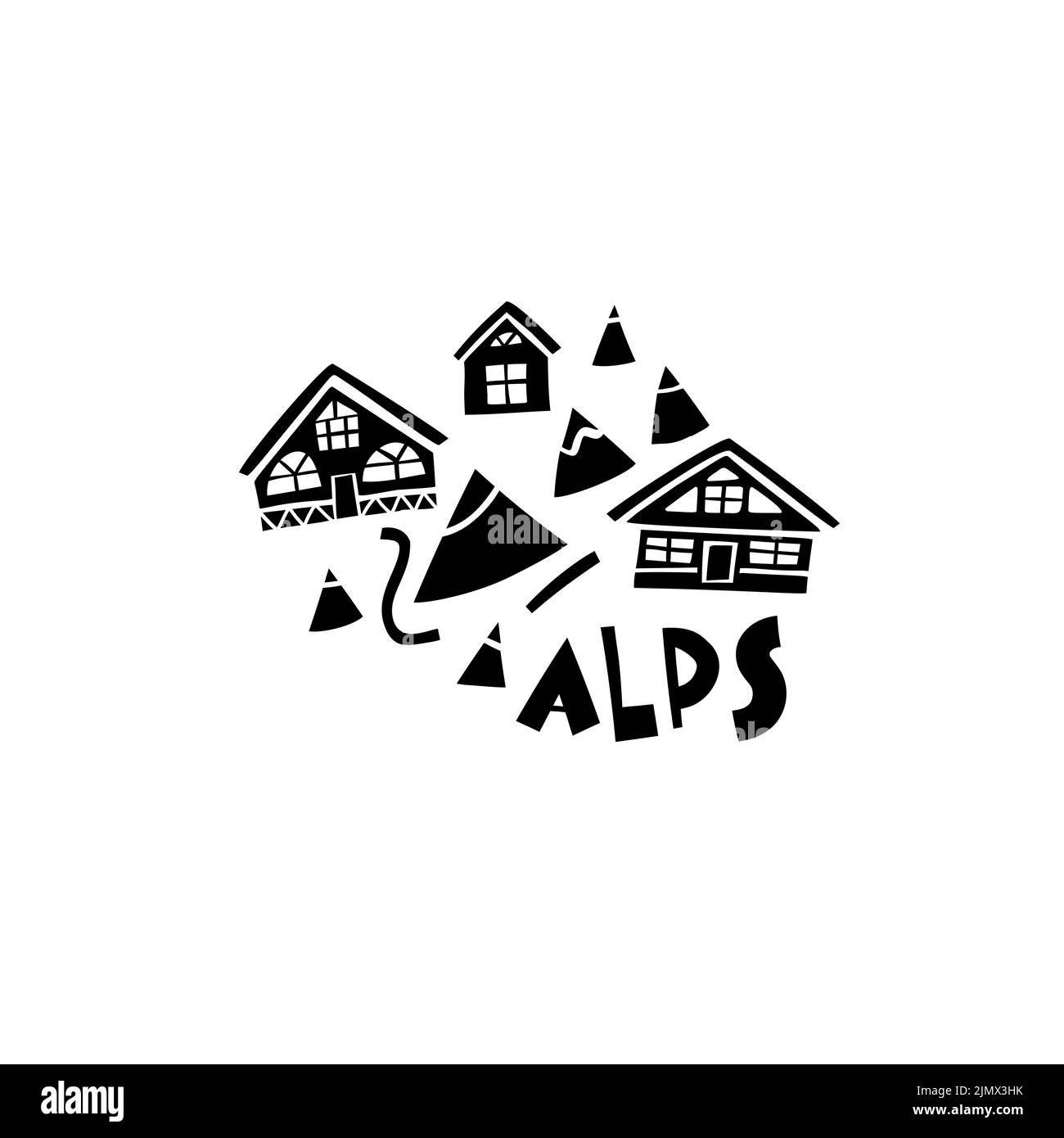 Ski resort sign alps Black and White Stock Photos & Images - Alamy