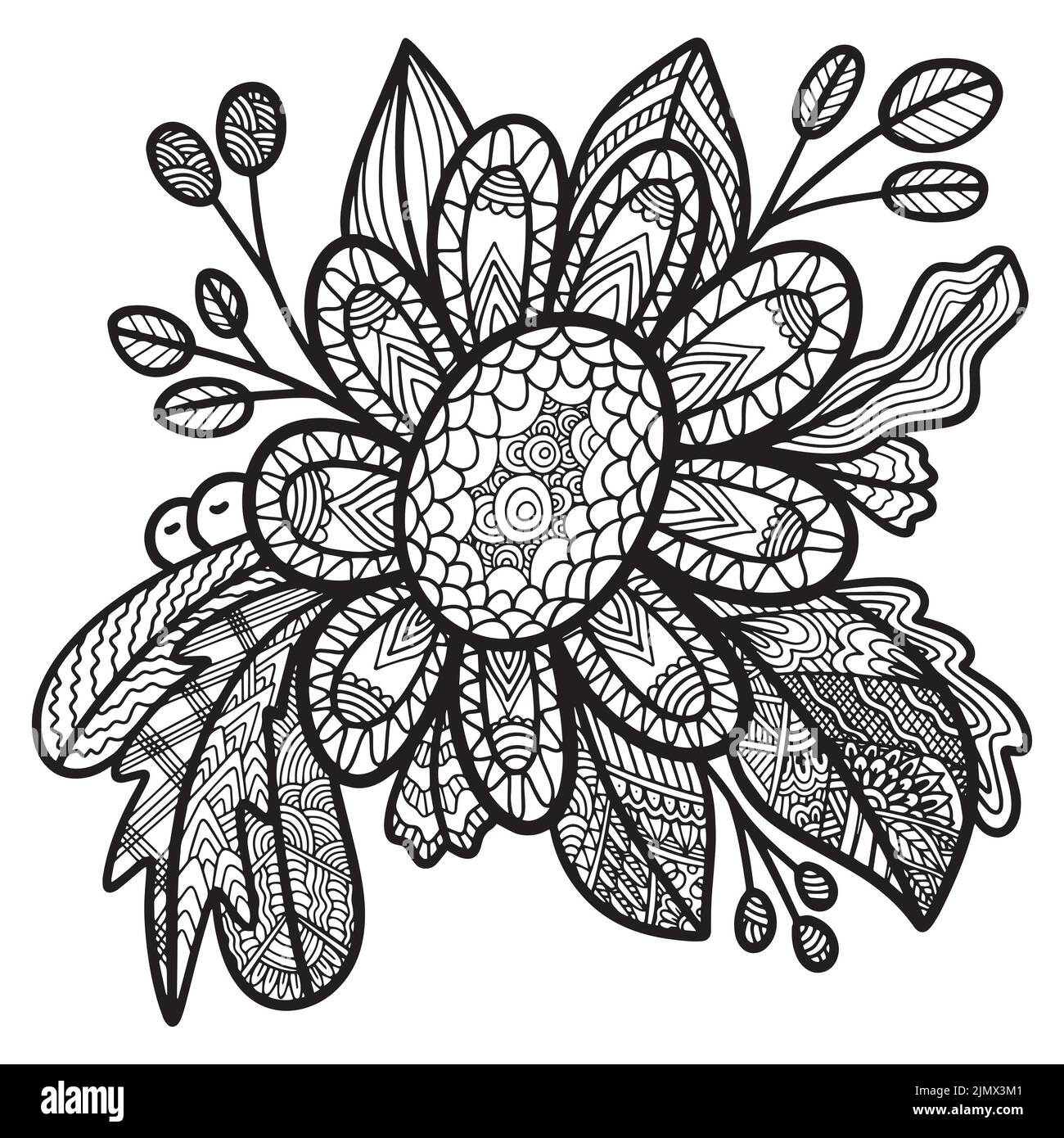 Zen doodle anti-stress coloring page flowers. Coloring book page for ...
