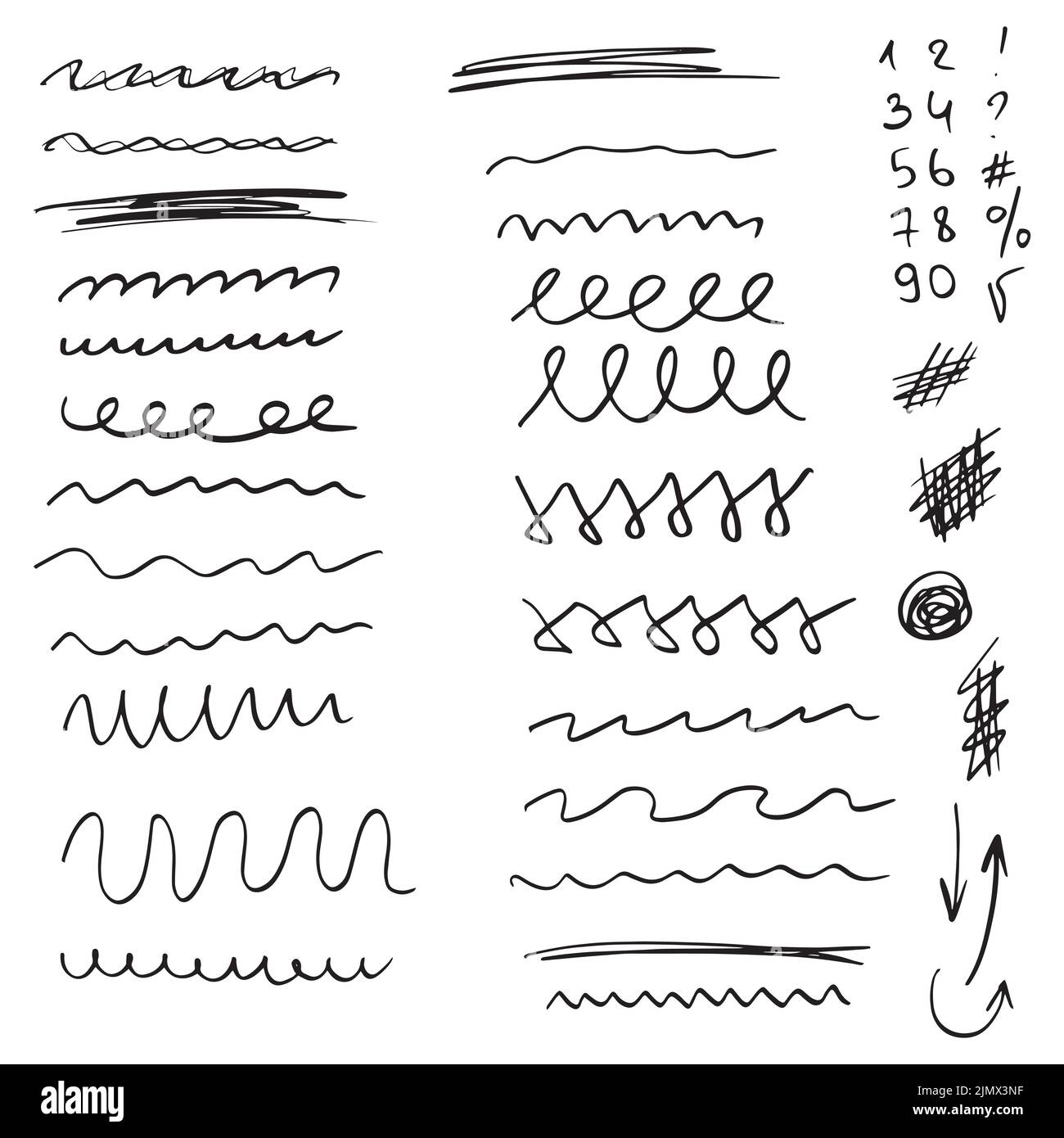 Collection of scribble design element of sketch underlines and signes ...