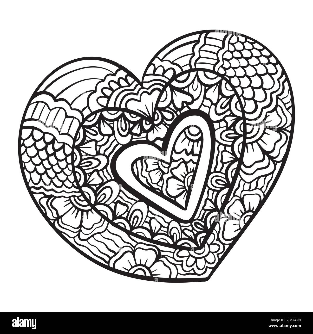 Heart Zentangle Coloring Pages Valentine's ZenTangle Hearts: Adult