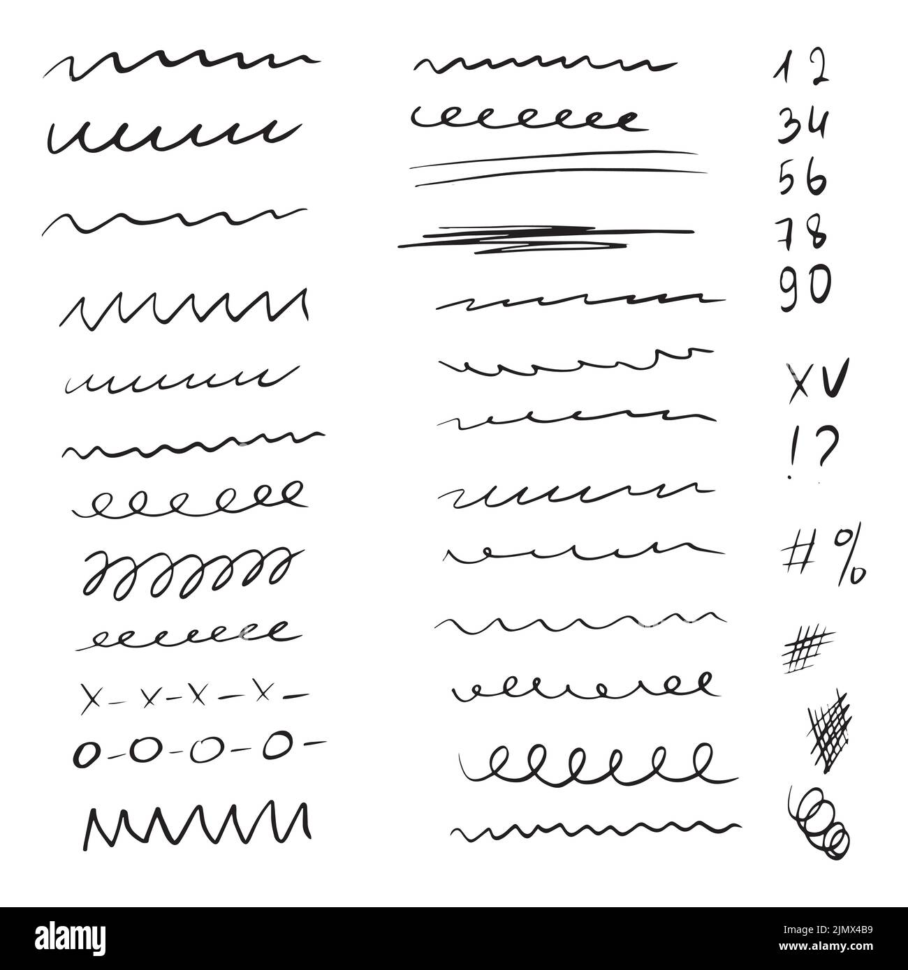 Collection of scribble design element of sketch underlines and signes ...