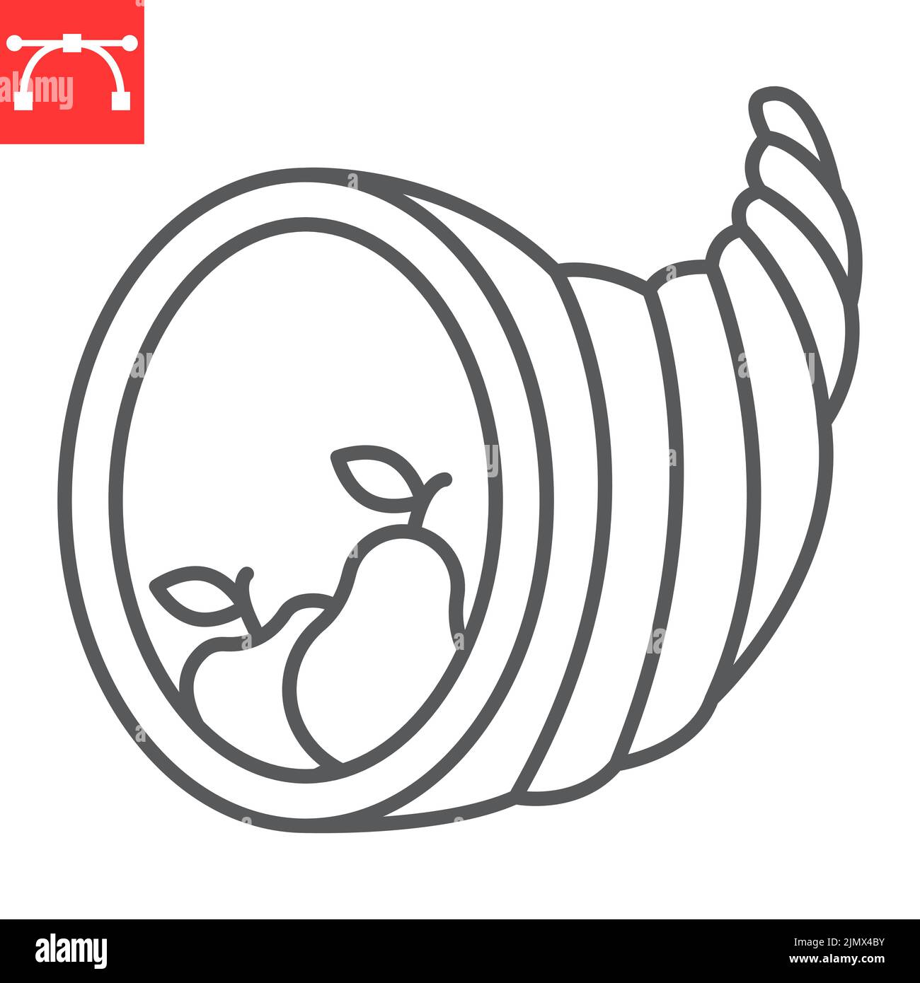 Cornucopia line icon, thanksgiving and holiday, cornucopia vector icon ...