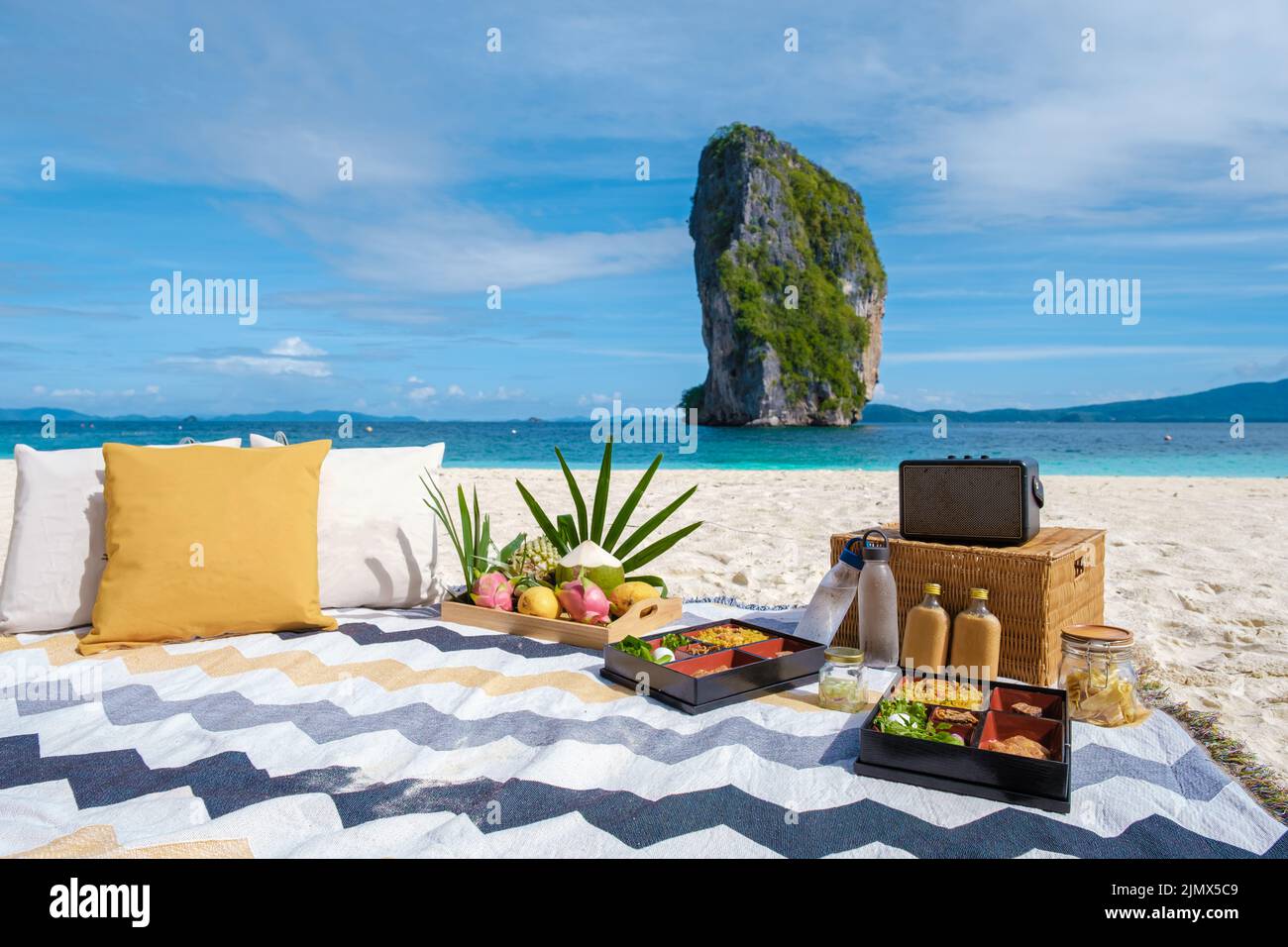 Koh Poda Krabi Thailand, picnic on the tropical beach of Koh Poda ...