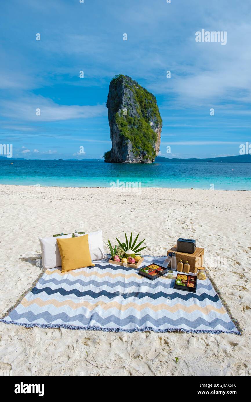 Koh Poda Krabi Thailand, picnic on the tropical beach of Koh Poda ...