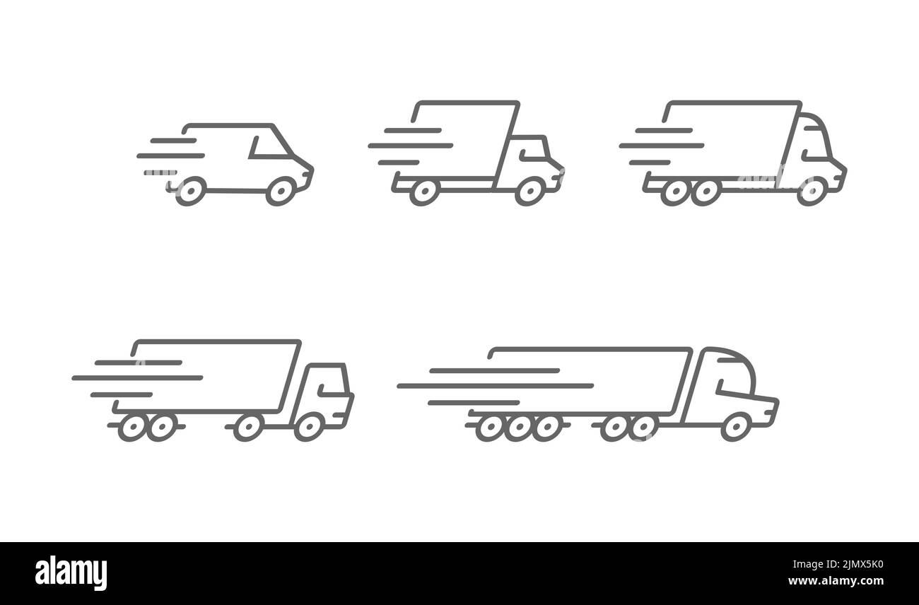 Truck. A set of symbols for delivery, logistics and freight. Empty ...