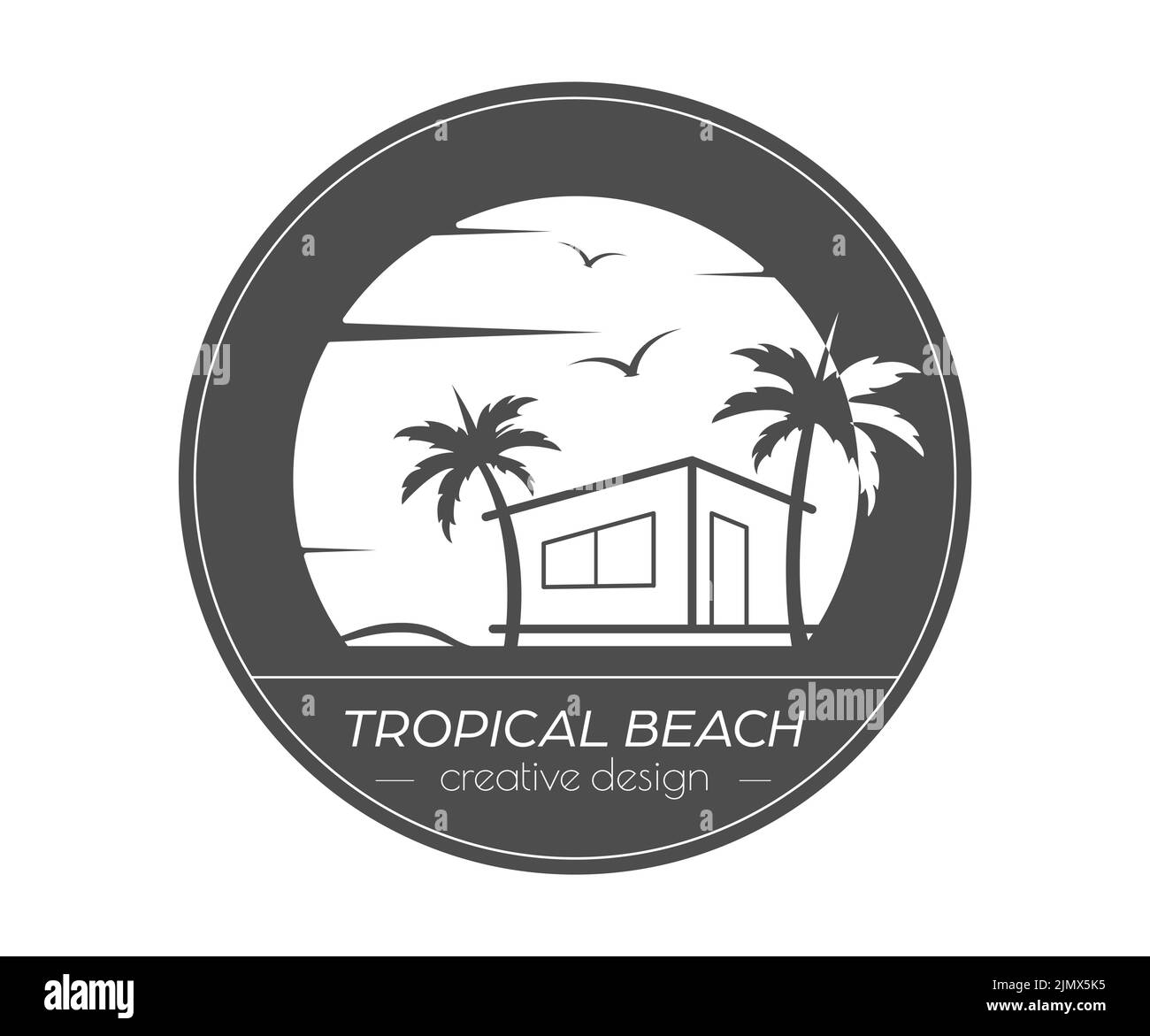 Tropical beach. Template for logo, sticker, stickers and labels, for ...