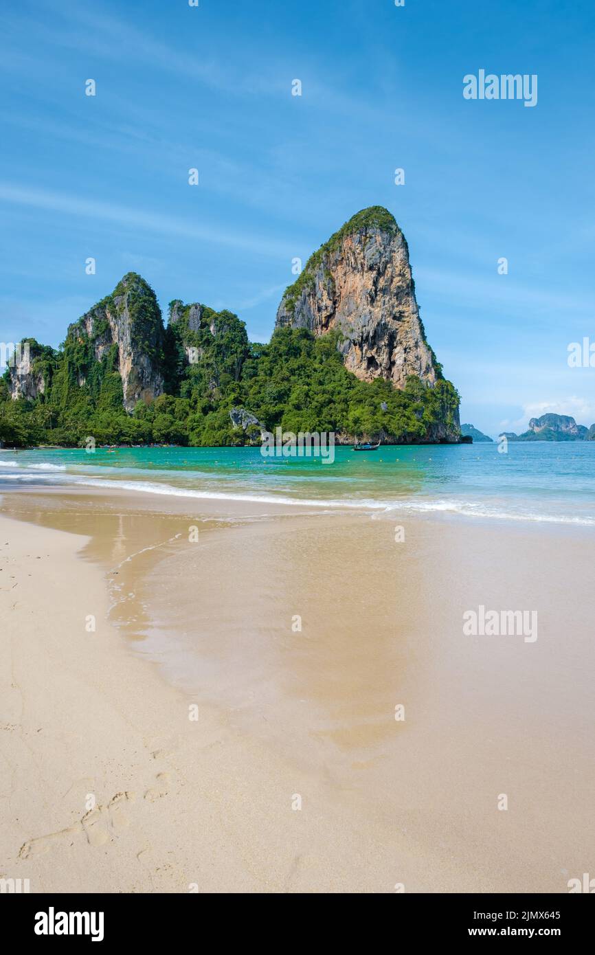 Railay beach Krabi Thailand, tropical beach of Railay Krabi, Panoramic ...