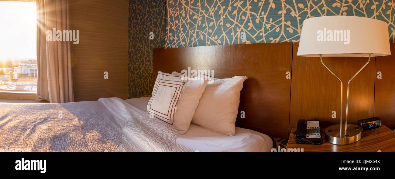 Generic concept of a luxury hotel room in north american downtown near ...