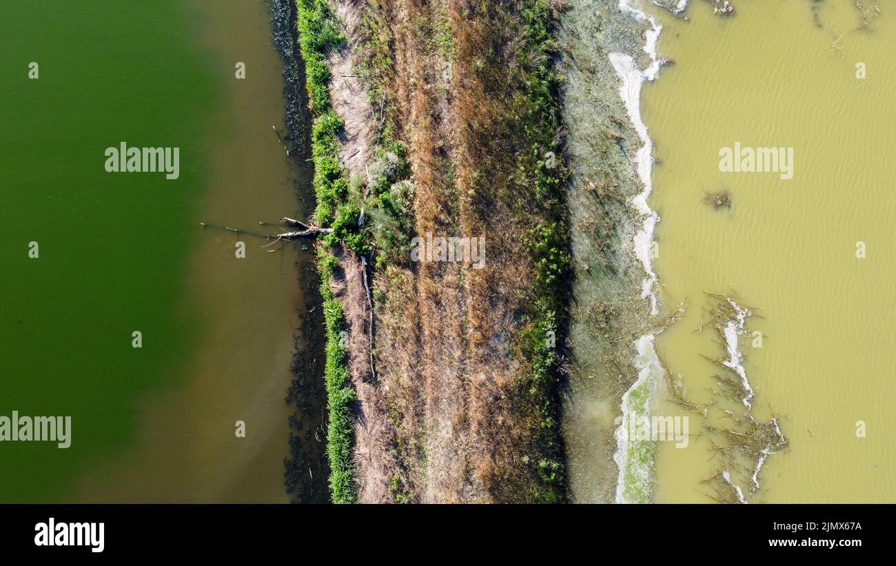 Road through a swamp Ukraine, Ukrainian landscape, photo from a drone ...