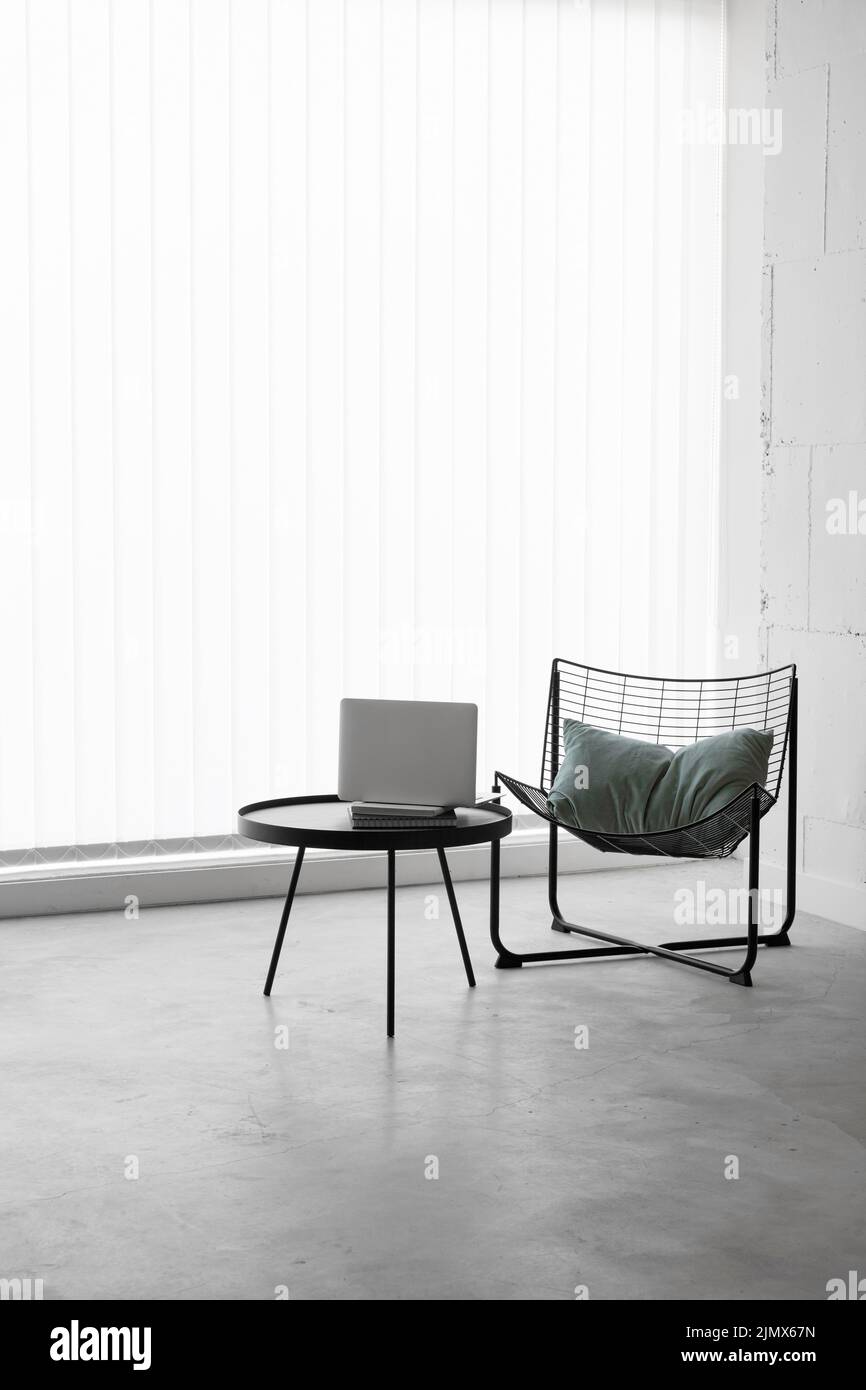 Front view workplace chair table Stock Photo - Alamy