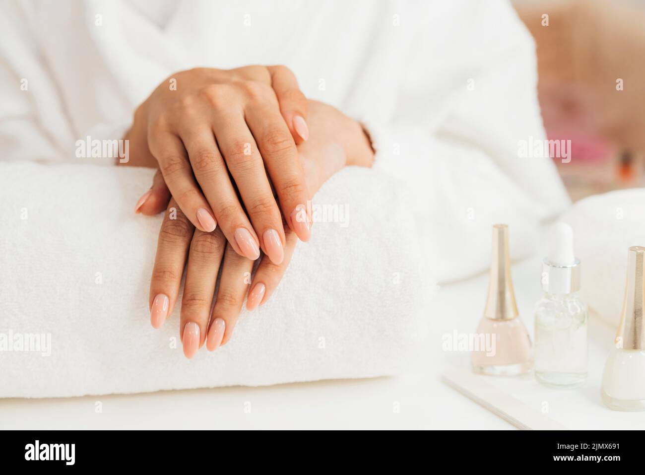 Front view healthy beautiful manicure Stock Photo - Alamy