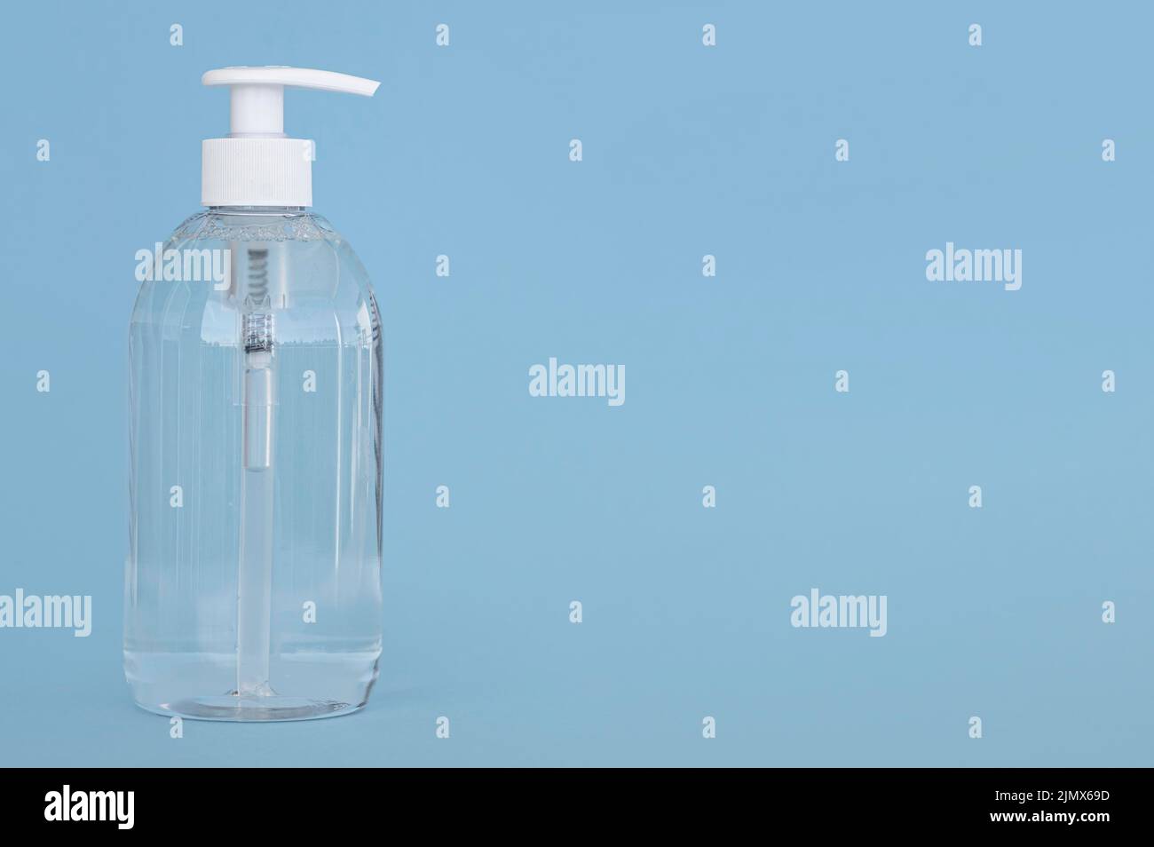 Front view transparent bottle liquid soap with copy space Stock Photo ...