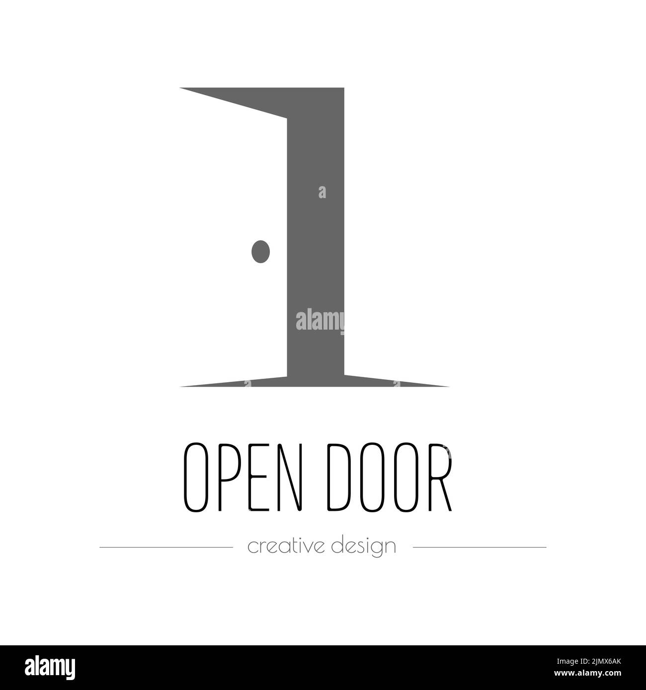 An open door. Template for logo, sticker, brand label and creative ...