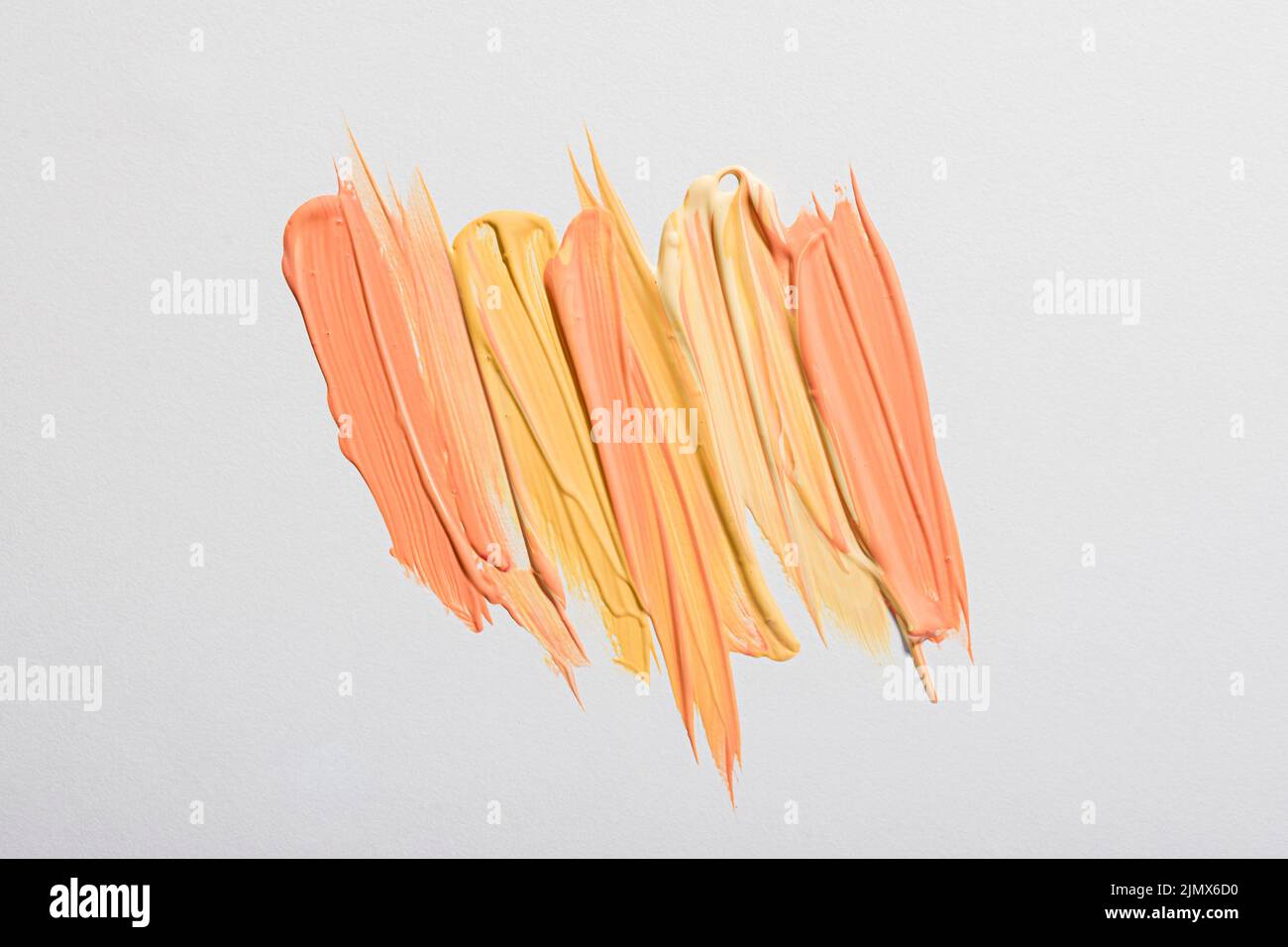 Flat lay yellow paint brush strokes Stock Photo - Alamy