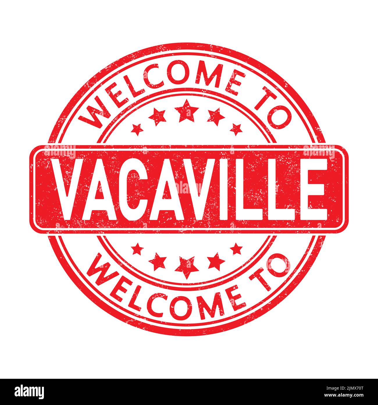 Welcome to VACAVILLE. Impression of a round stamp with a scuff. Flat ...