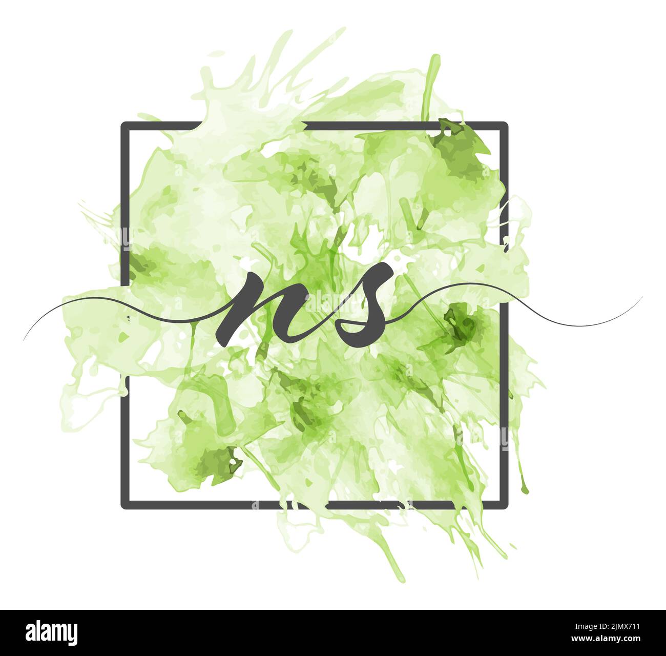 Calligraphic lowercase letters N and S are written in a solid line on a ...