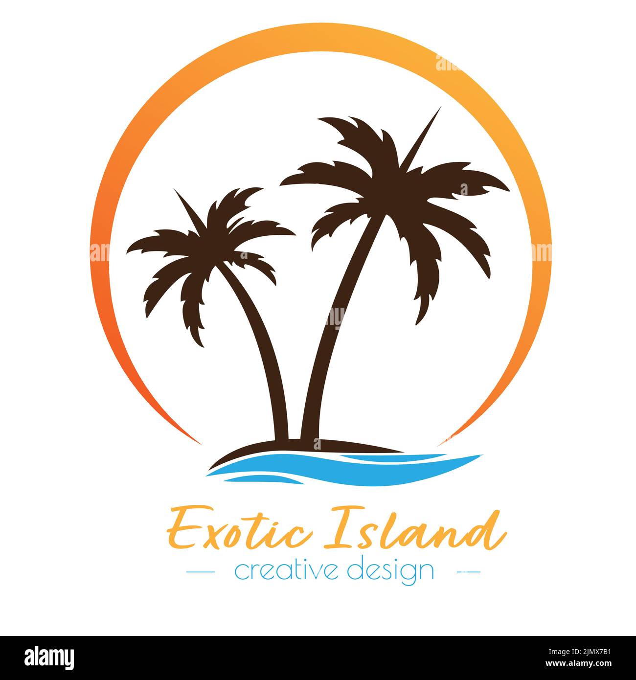 An exotic island. Template for logo, sticker, stickers and labels, for ...