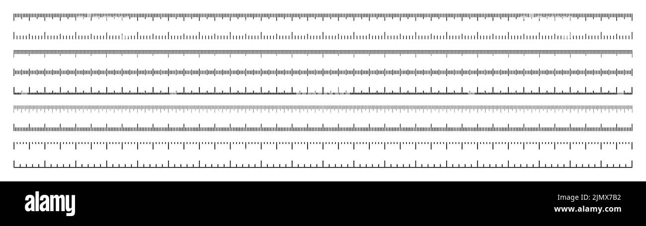 Various measurement scales with divisions. Realistic long scale for ...