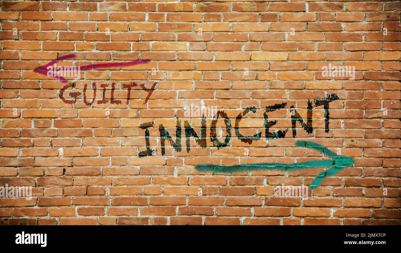 Street Sign Innocent versus Guilty Stock Photo - Alamy