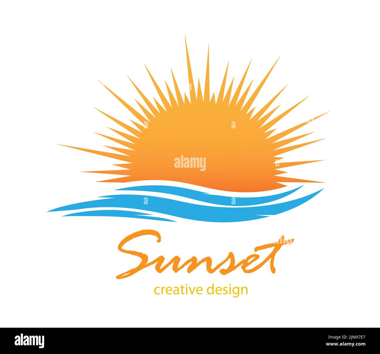 Sunset. The sun is hiding behind the horizon. vector illustration for ...