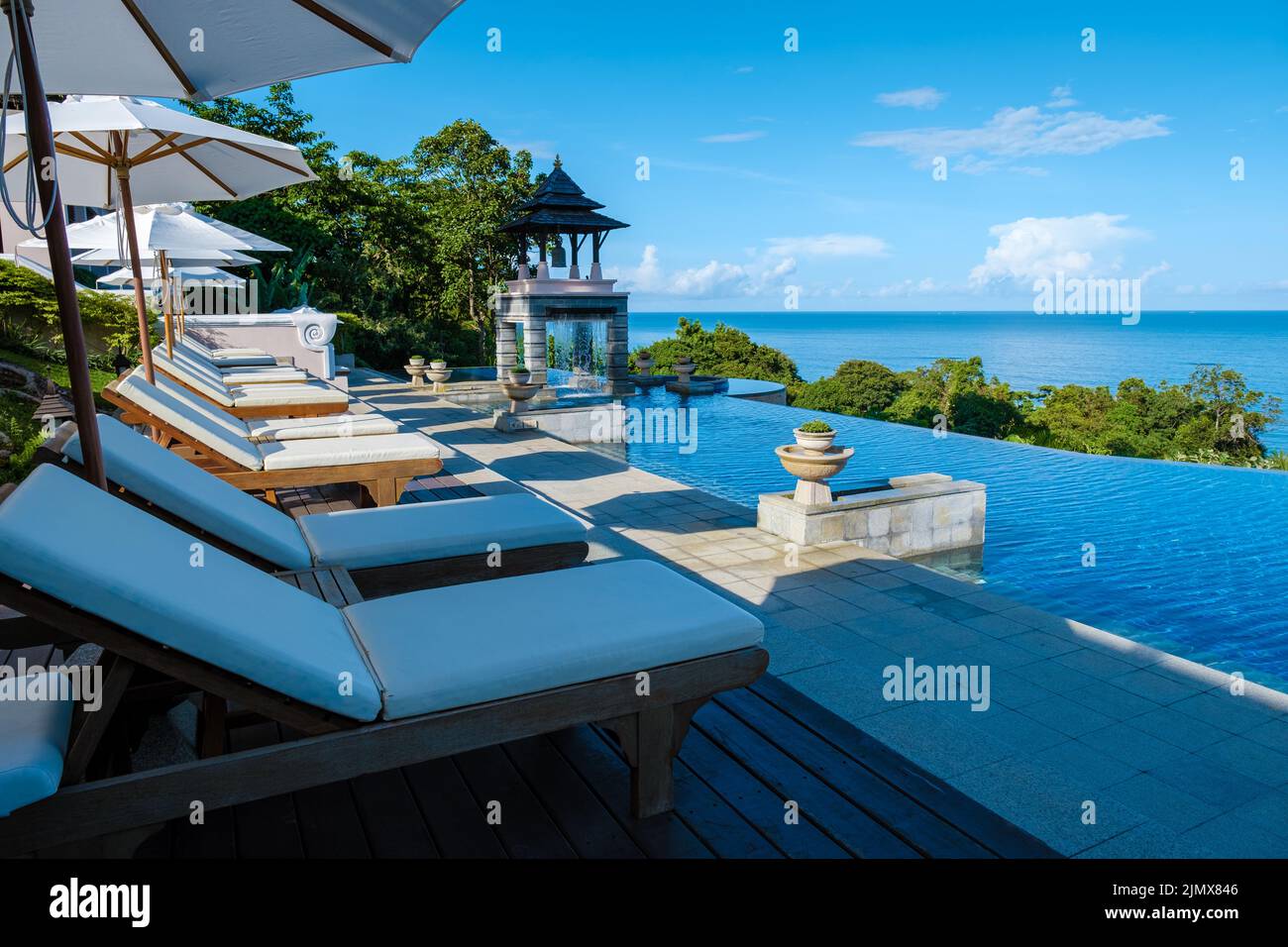 Koh Lanta Thailand, luxury beach chairs by the swimming pool of an ...