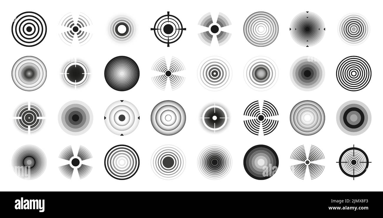 Various weapon sights, black crosshair icons. Aim, shooting mark symbol ...