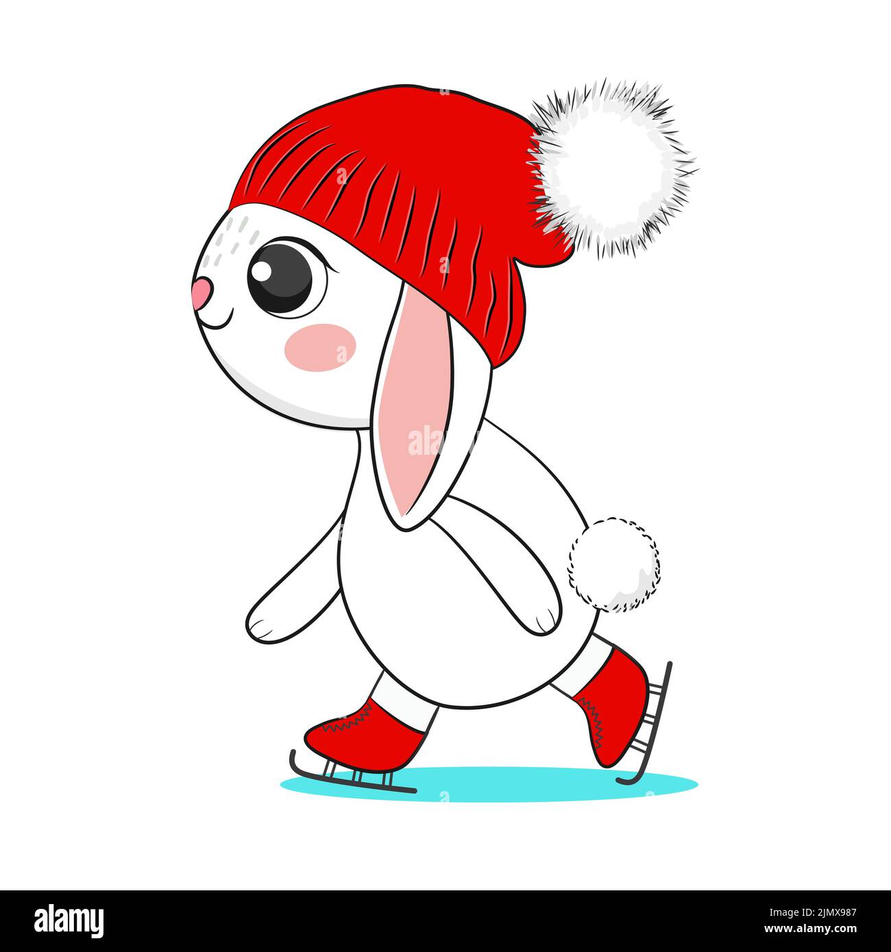Cute cartoon Merry Christmas bunny. Vector stock illustration Stock ...