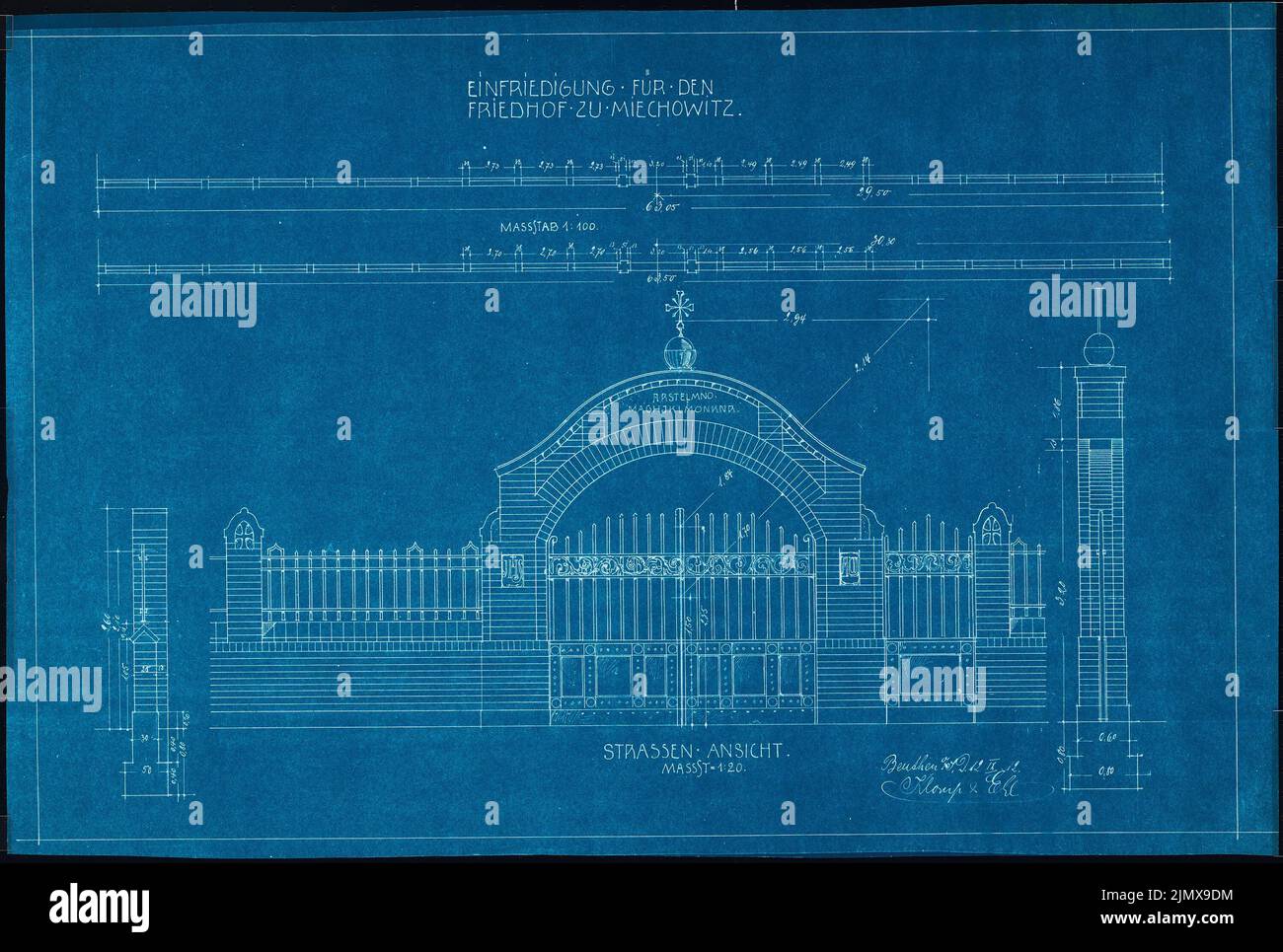 Klomp Johannes Franziskus (1865-1946), church and rectory, Miechowitz ...