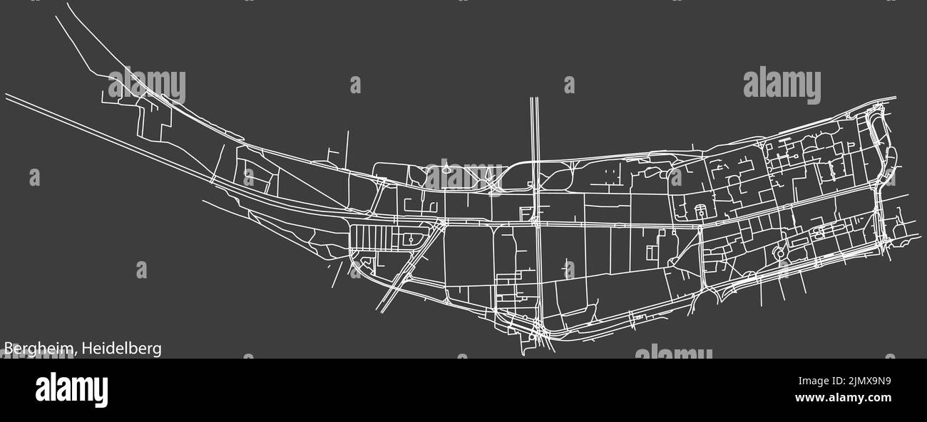 Street roads map of the BERGHEIM DISTRICT, HEIDELBERG Stock Vector ...
